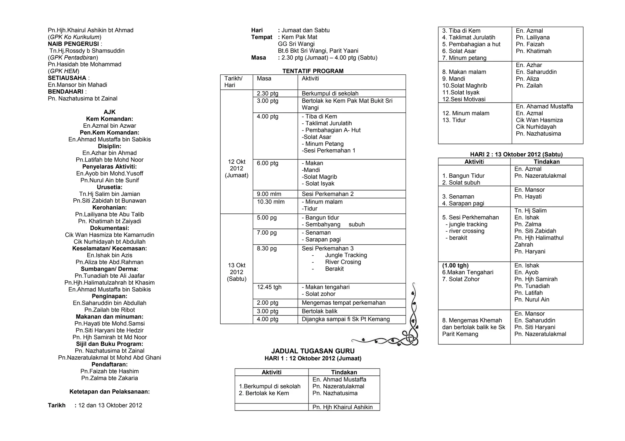 Brosur perkhemahan 2012 | DOC