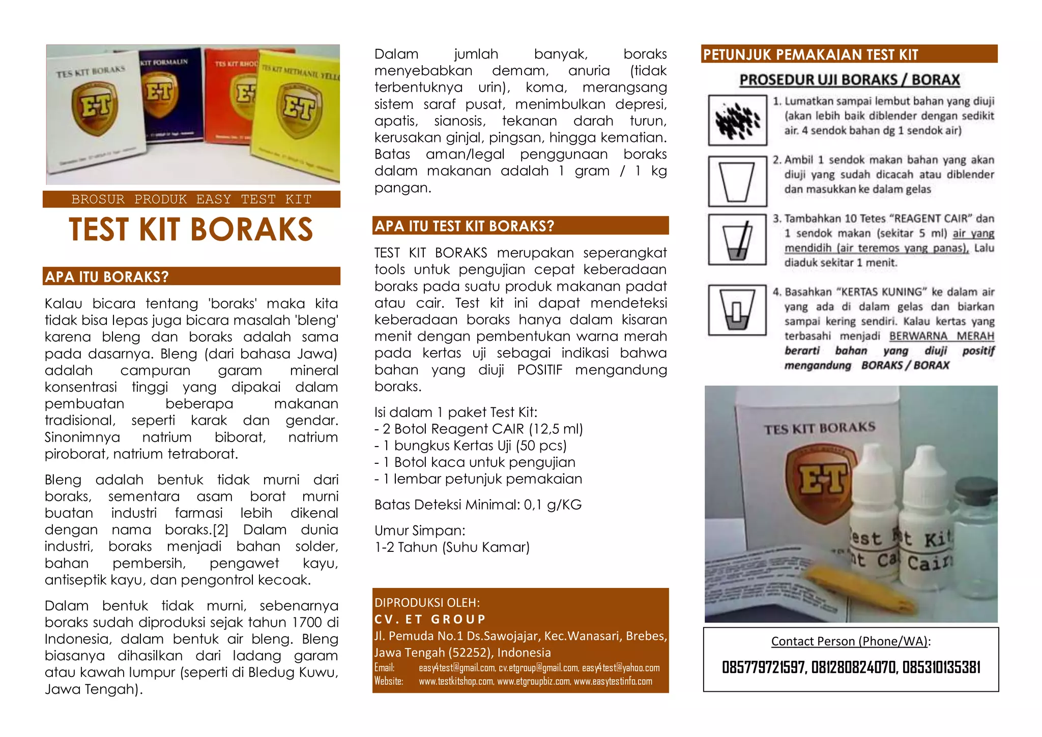 Brosur test kit boraks | PDF