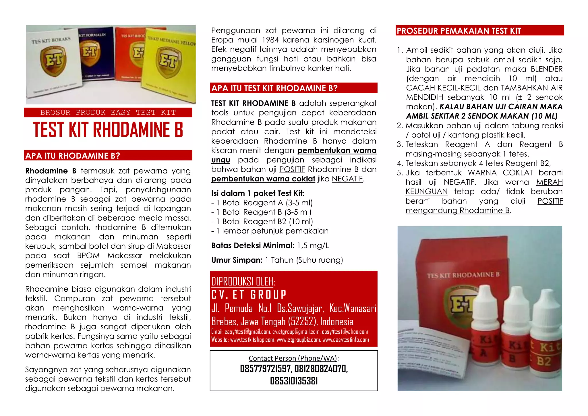 Brosur test kit rhodamine b | PDF