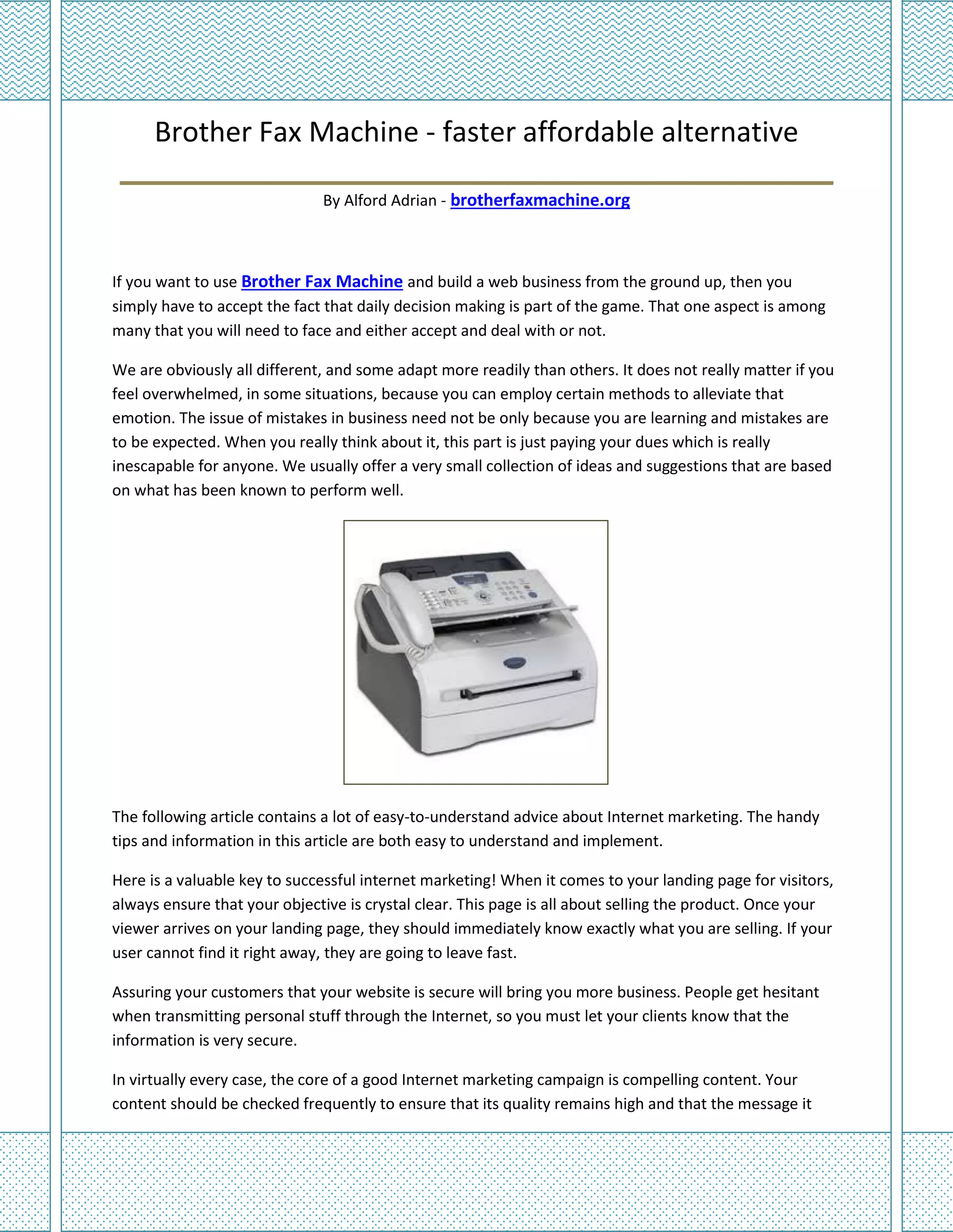 Brother fax machine | PDF
