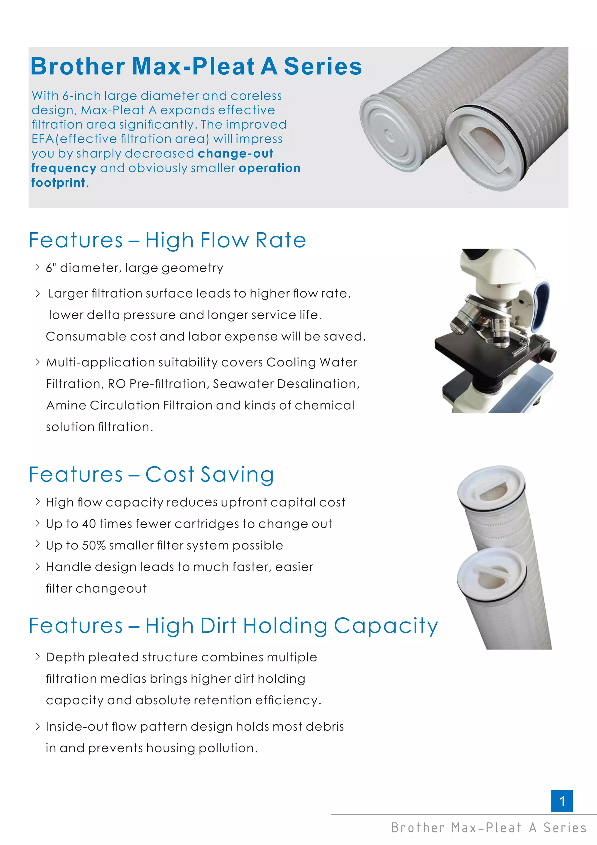 Brother filtration Max Pleated A series filtration system | PDF