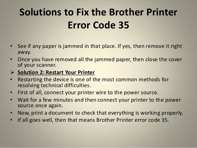 Brother printer error code 35