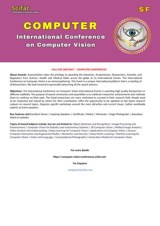 21st Edition of International conference on computer vision | PDF