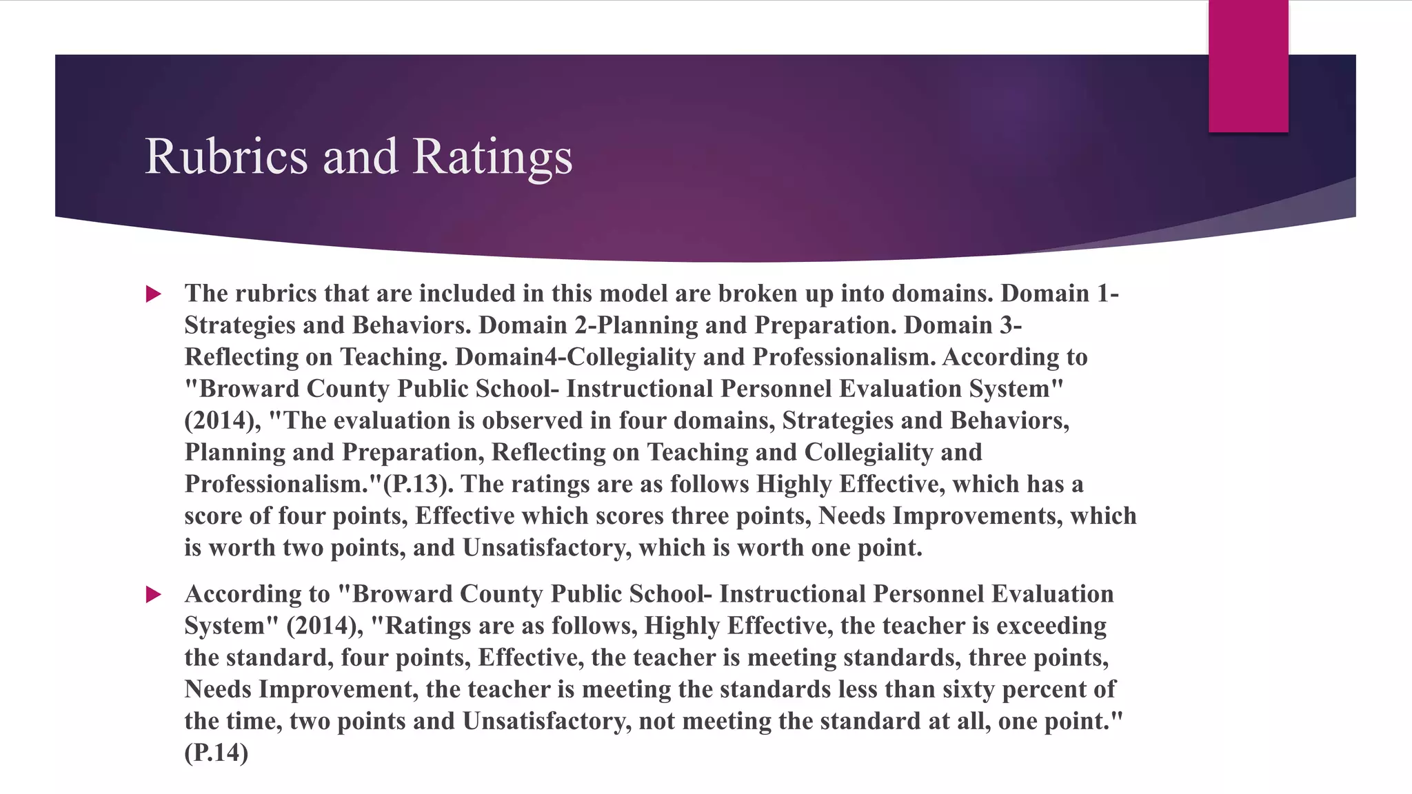 Broward county, florida's teacher evaluation model marzano's | PPTX