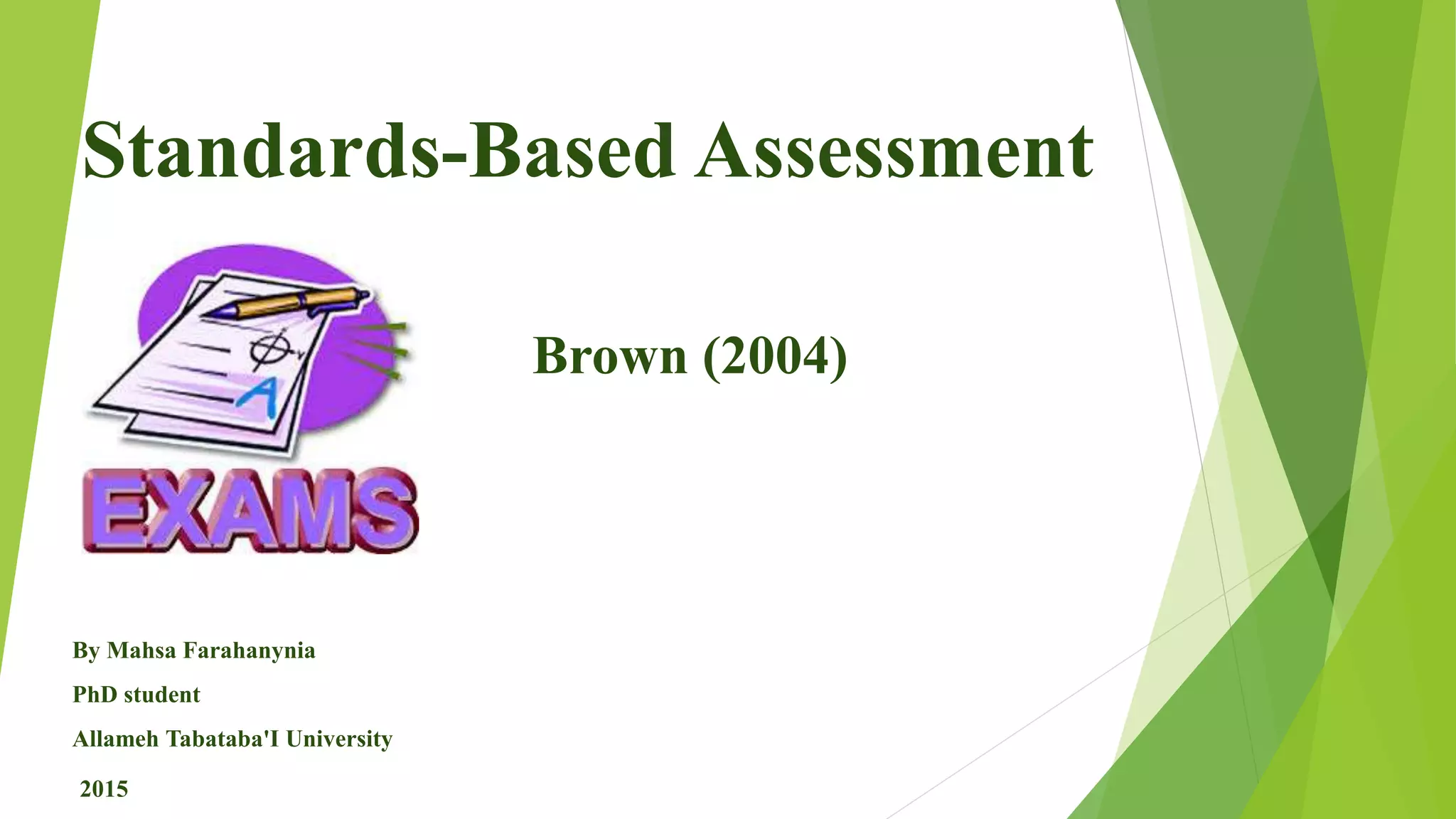 Standards based assessment | PPTX