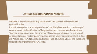 Module 3: Code of ethics for professional teachers | PPTX
