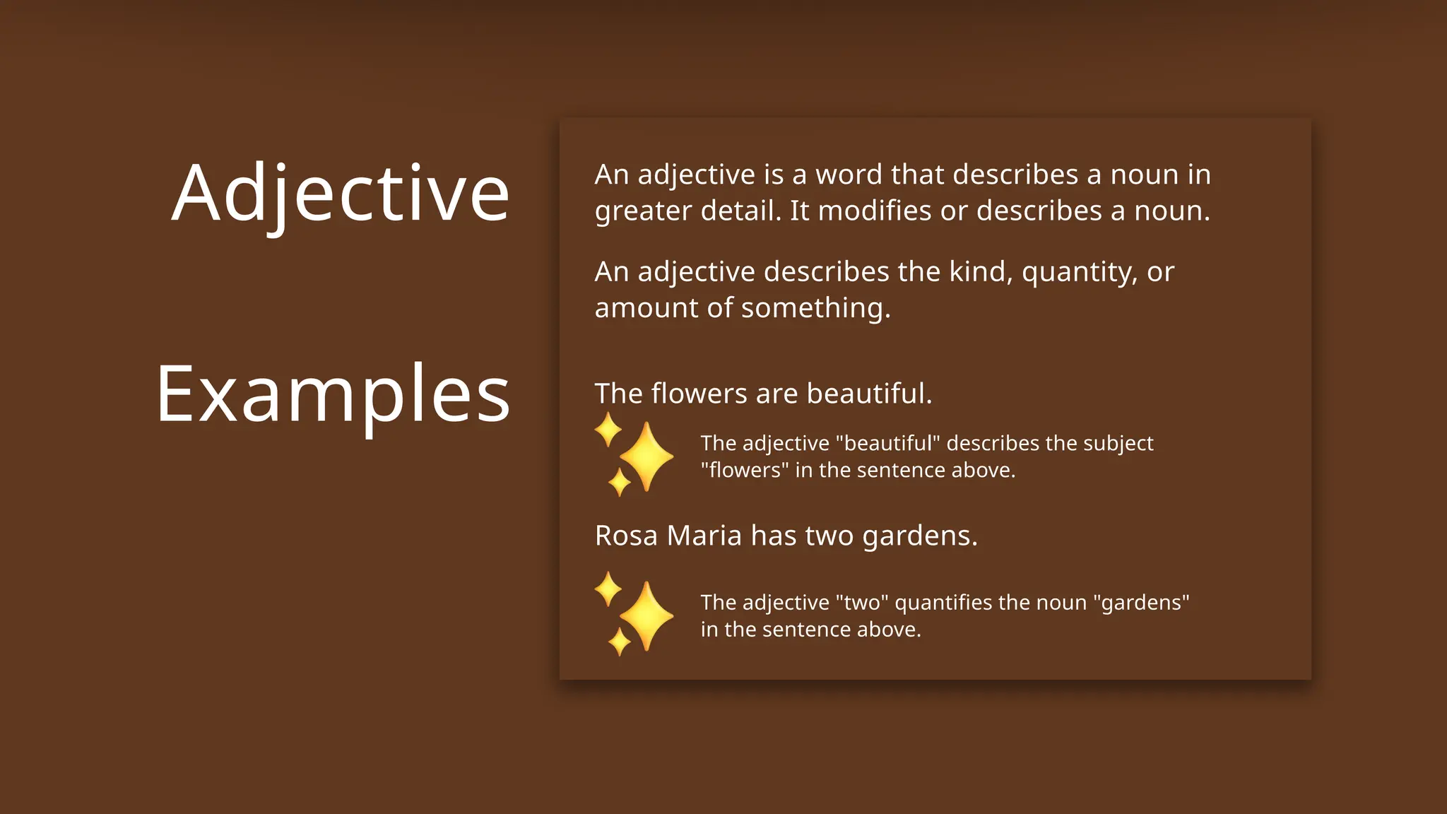 Brown 3D Gradient English Parts of Speech Adjective Educational ...