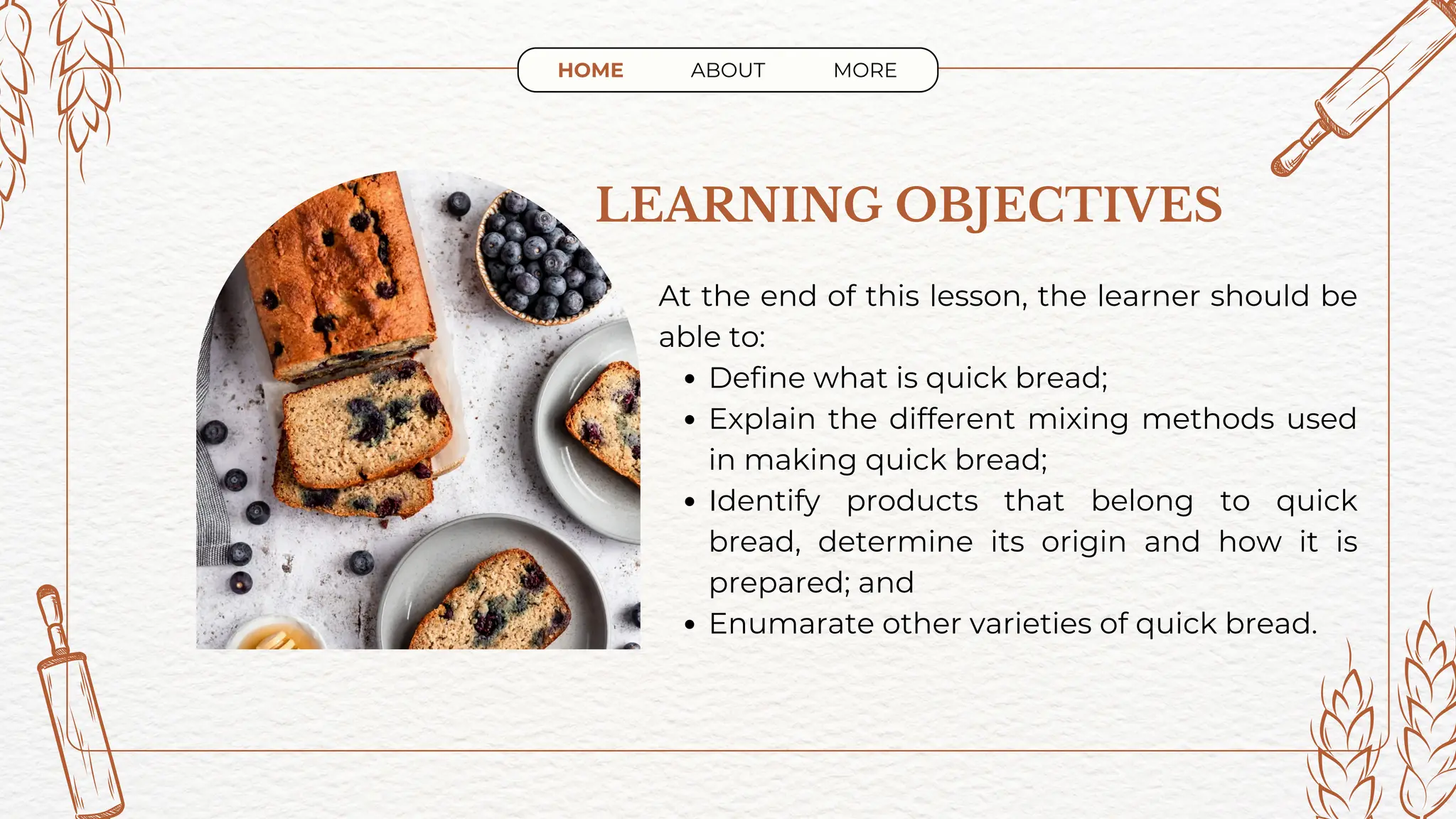 Power point presentation of the lesson: Quick Breads | PDF