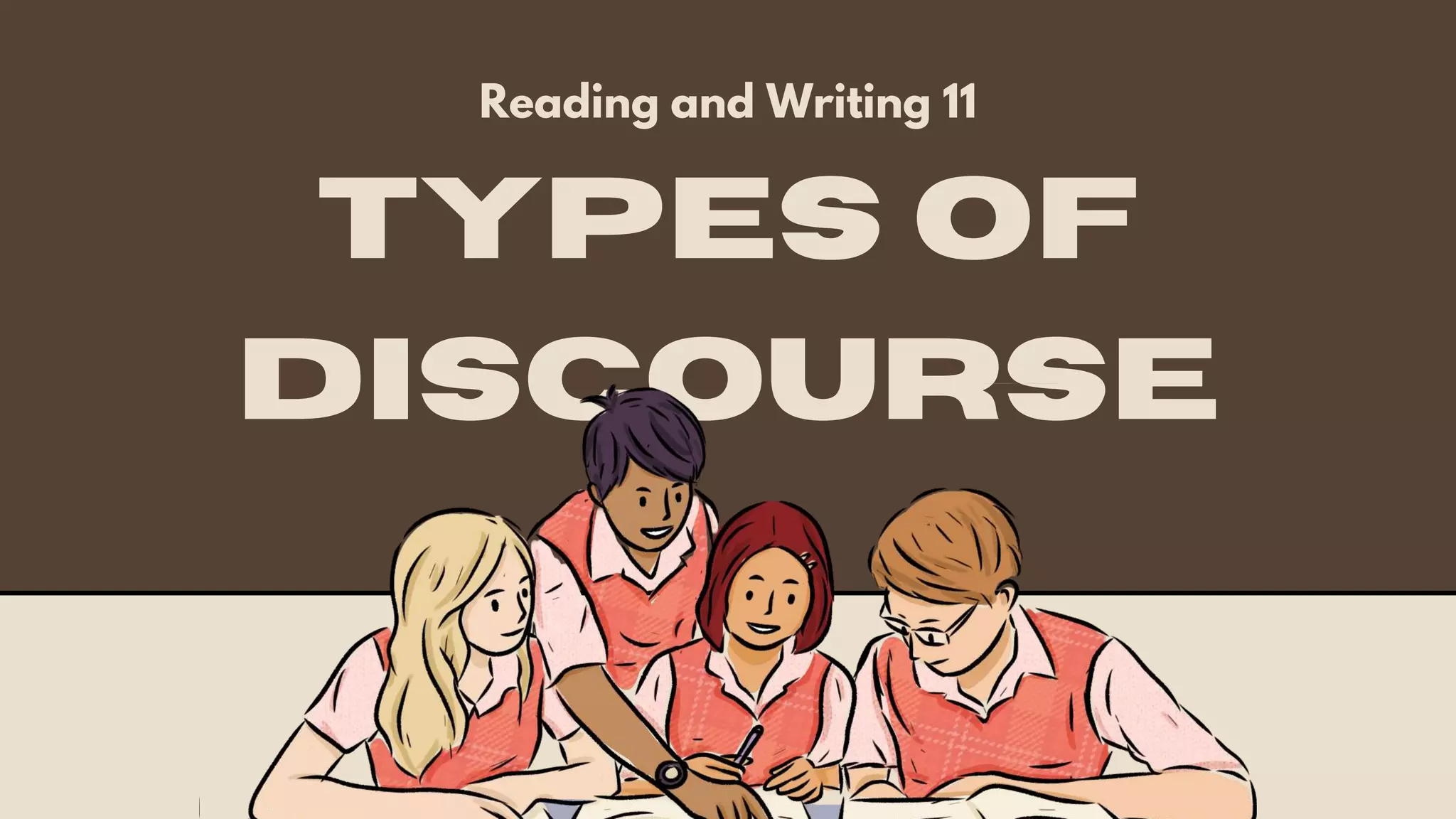 Brown and Beige Simple English Reading and Writing Types of Discourse Presentation.pptx