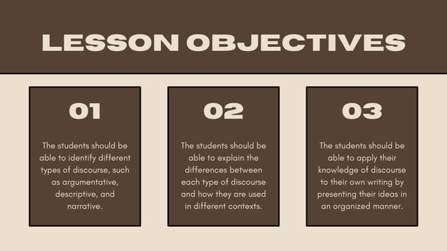 Brown and Beige Simple English Reading and Writing Types of Discourse ...