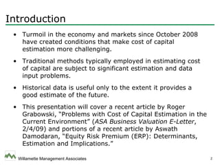 Estimating Cost of Capital in the Current Environment | PPT