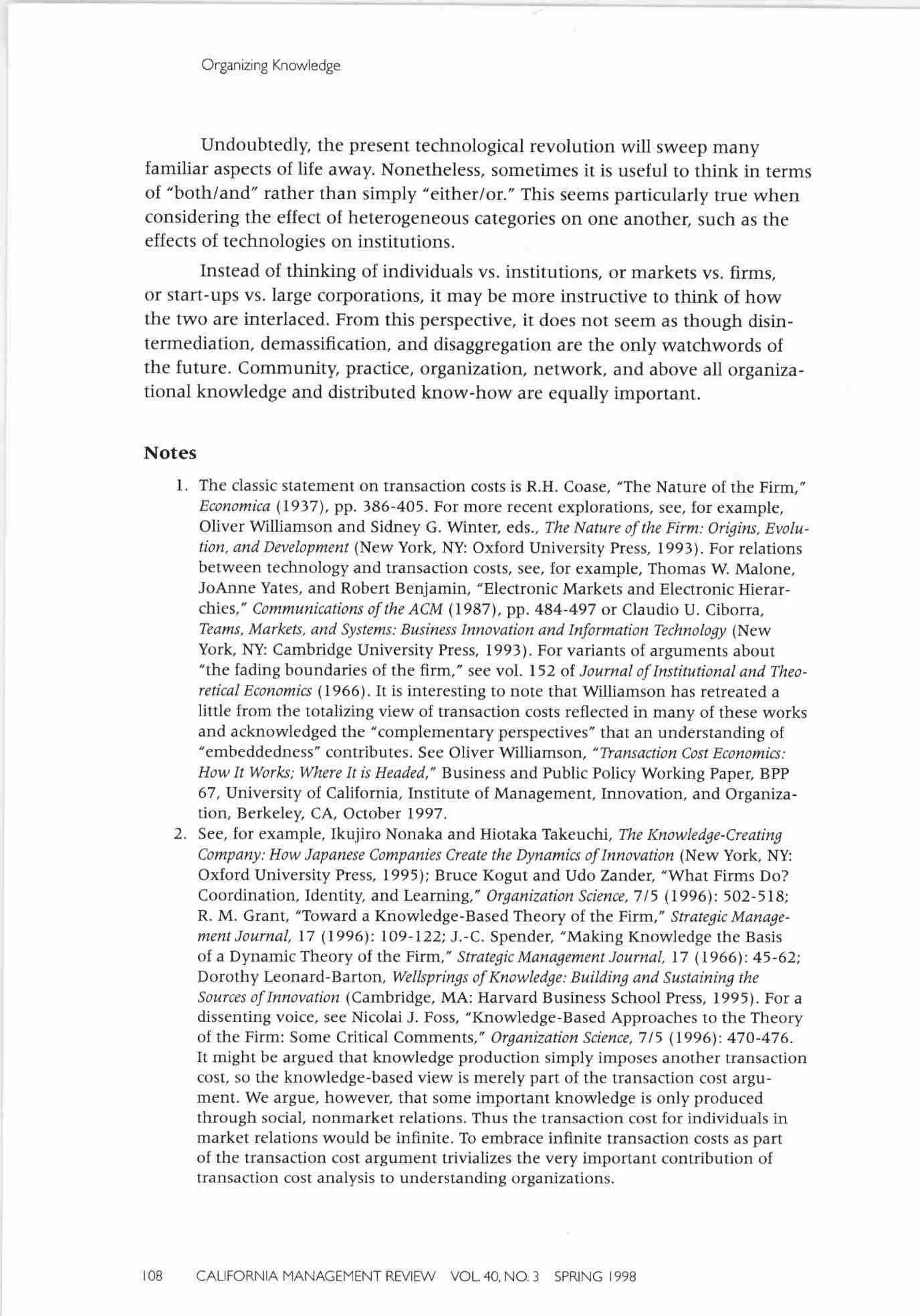 Brown duguid 1998 organizing knowledge | PDF