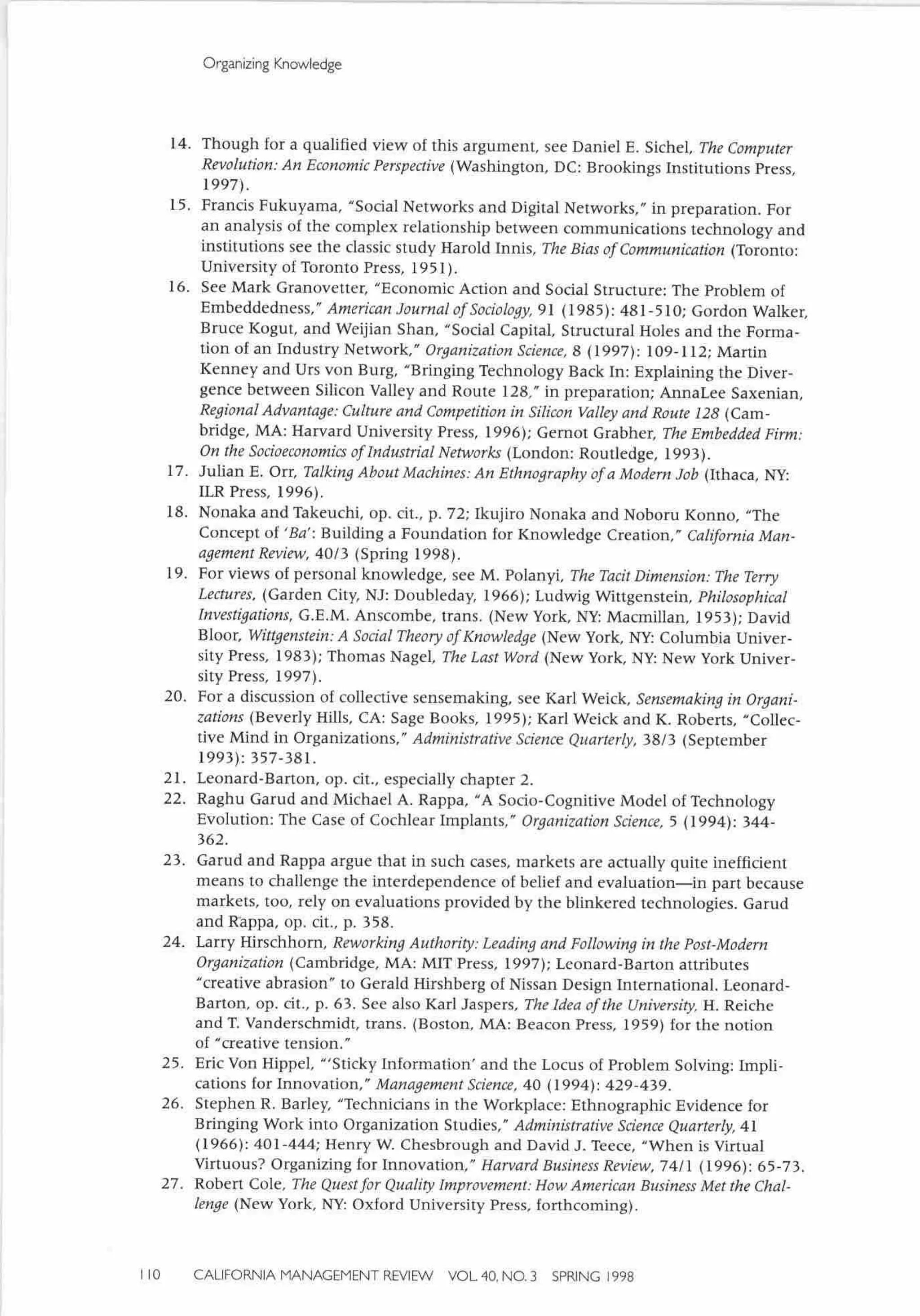 Brown duguid 1998 organizing knowledge | PDF