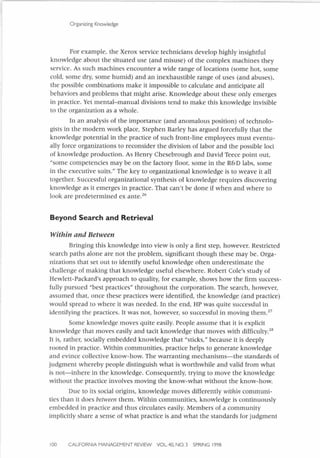 Brown duguid 1998 organizing knowledge | PDF