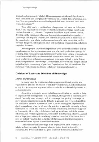 Brown duguid 1998 organizing knowledge | PDF