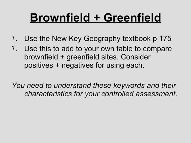 Brownfield + greenfield zones | PPT | Developmental Sites | Real Estate