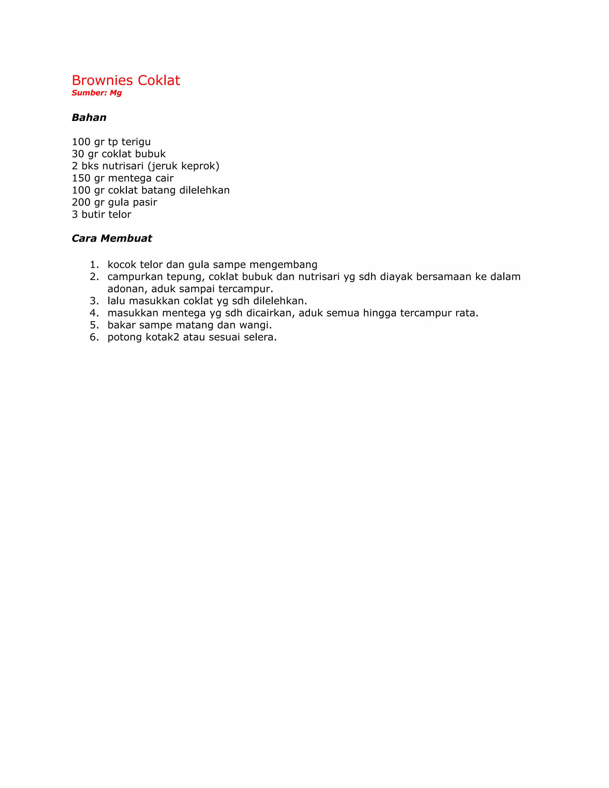 Brownies coklat | DOCX