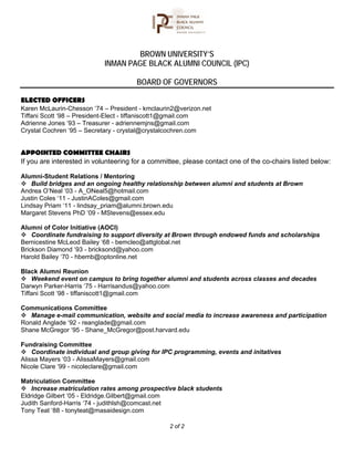 Brown Inman Page Black Alumni Council - Volunteer Opportunities | PDF