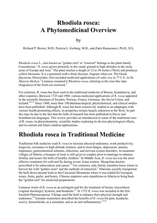 Brown rhodiola rosea | PDF