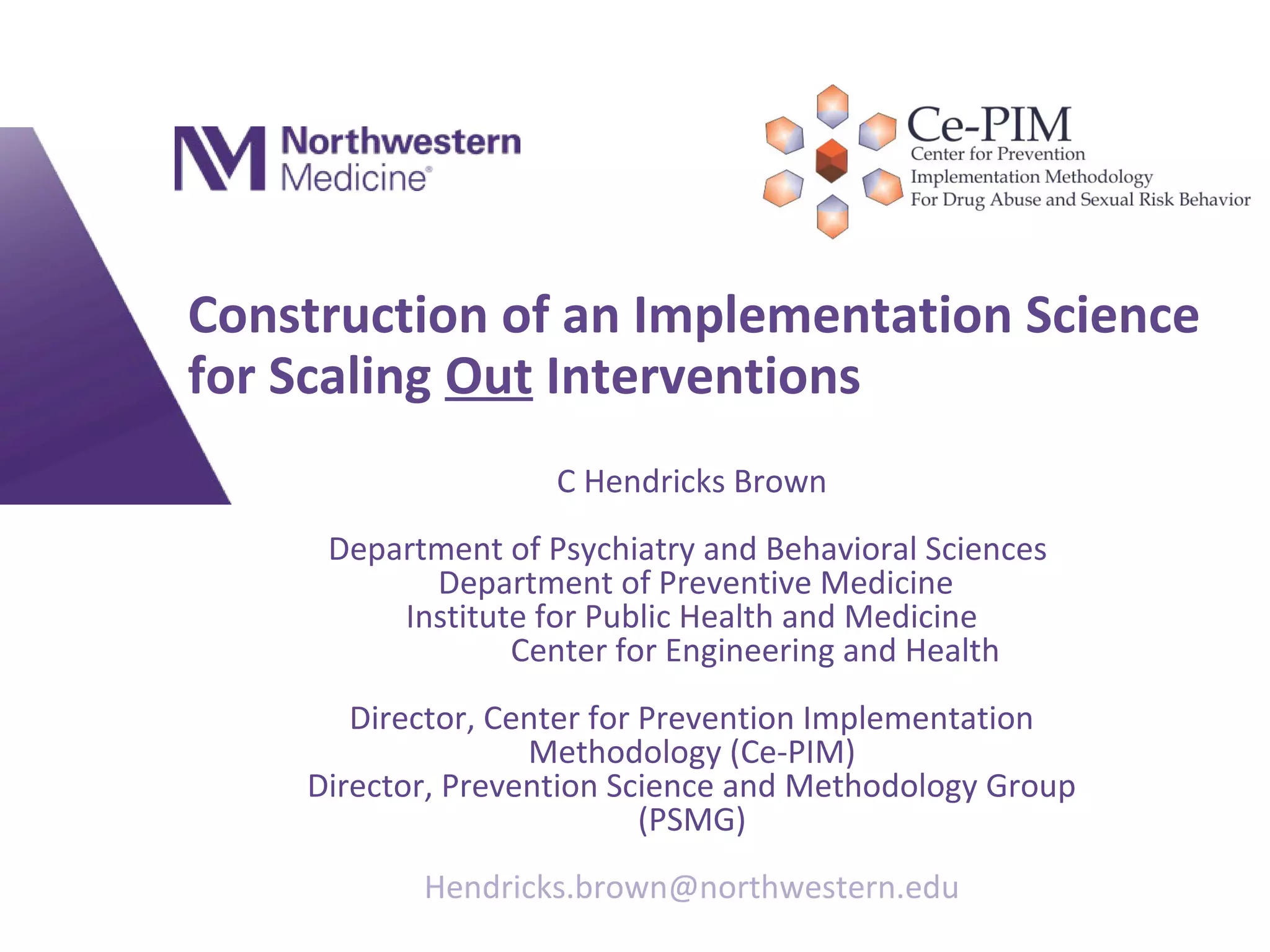 Construction of an Implementation Science for Scaling Out Interventions ...