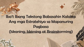 Kahalagahan ng mga Babasahin at Paglalapat ng Mapanuri at Kritikal na ...