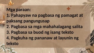 Kahalagahan ng mga Babasahin at Paglalapat ng Mapanuri at Kritikal na ...