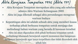 Perkembangan akta-akta yang digubal & kepentingan Akta Warisan Negara | PDF