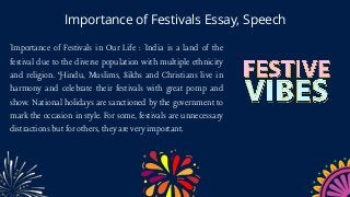 Importance of Festivals Essay | PPT