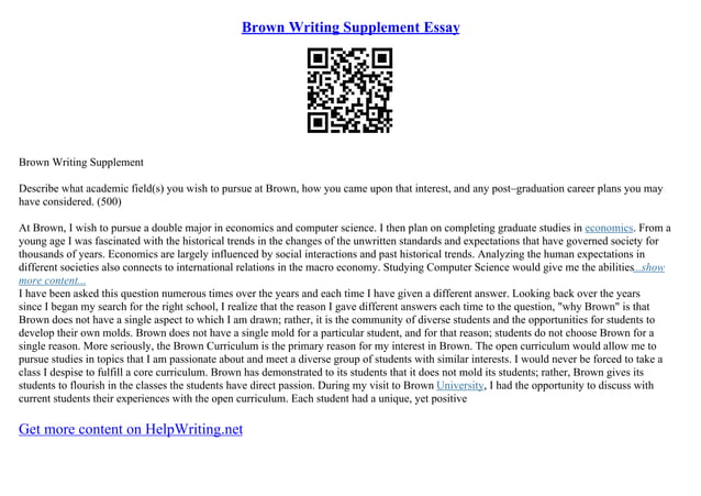 Brown Writing Supplement Essay | PDF