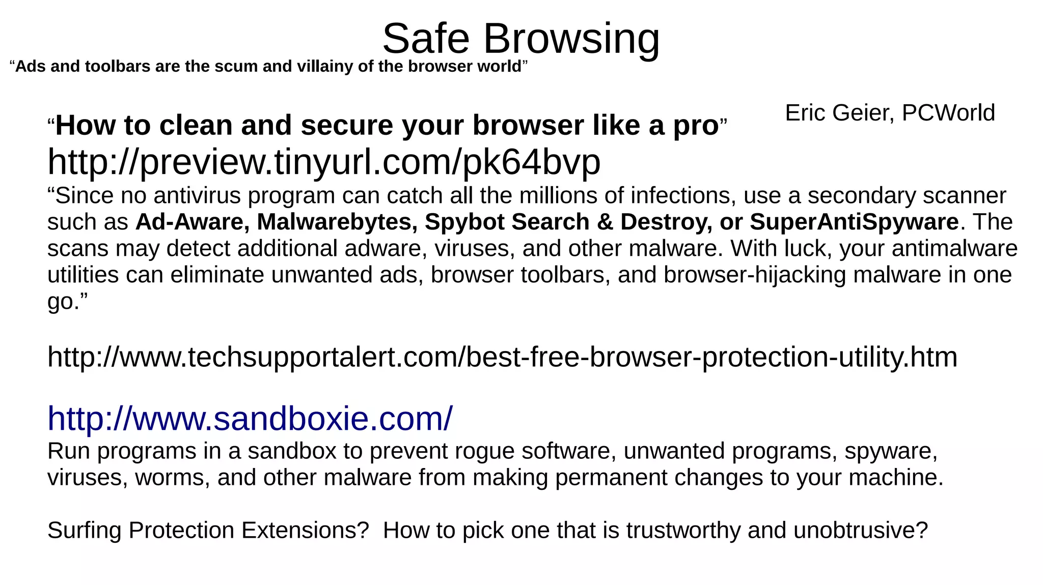 Web Browser Basics, Tips & Tricks Draft 17 | ODP