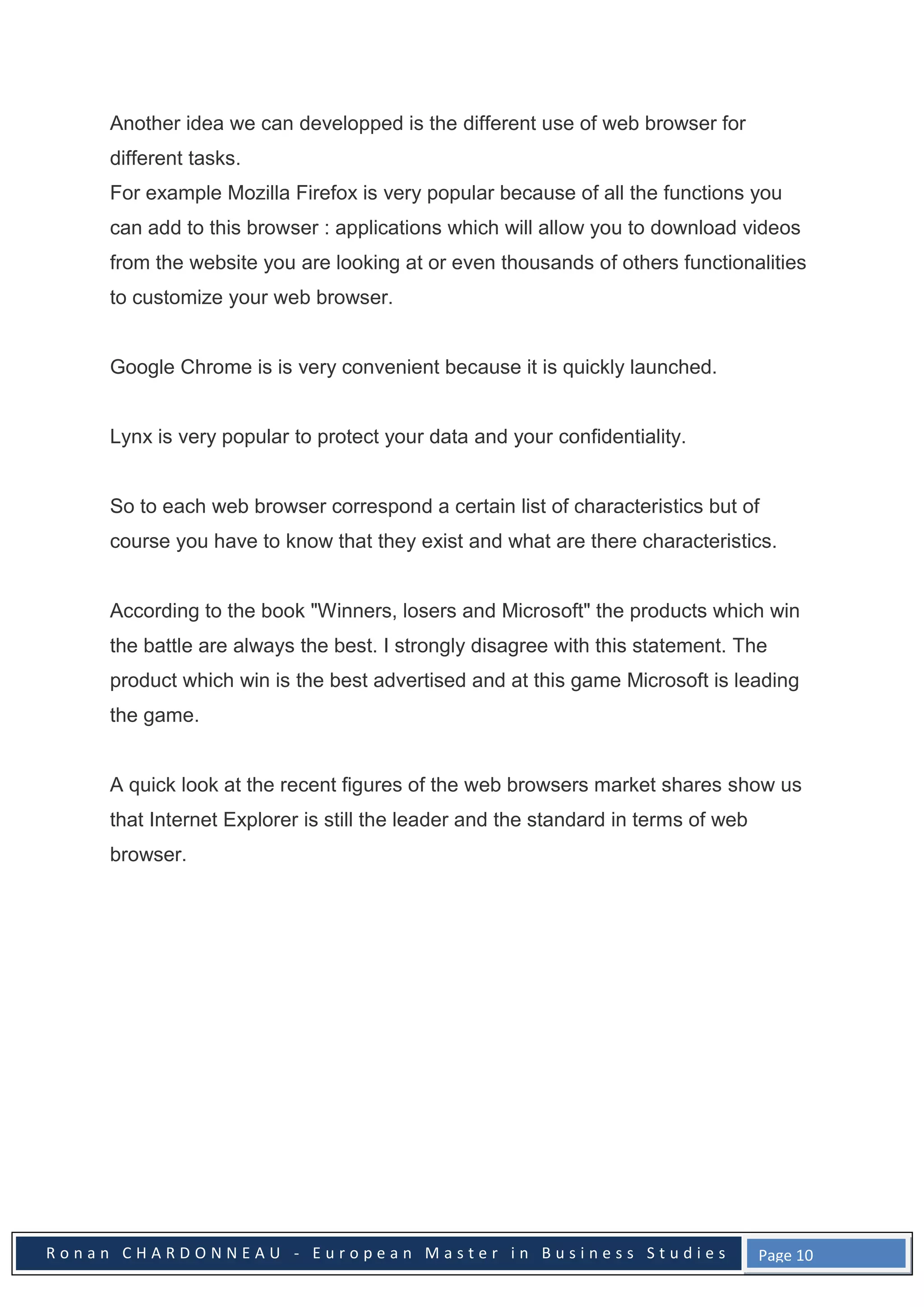 Browser Wars Internet Explorer versus Netscape | PDF