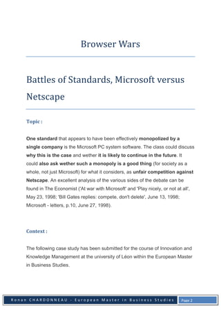 Browser Wars Internet Explorer versus Netscape | PDF