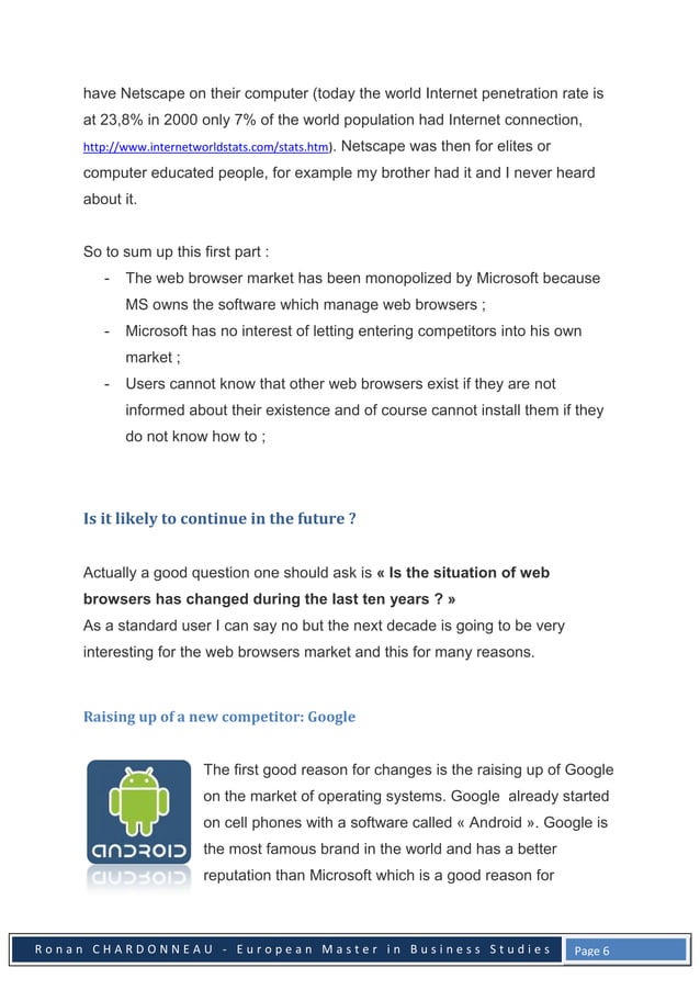 Browser Wars Internet Explorer versus Netscape | PDF