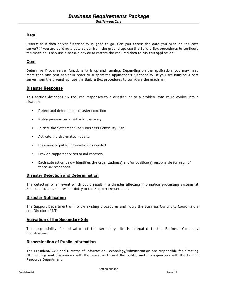 Business Requirements Package