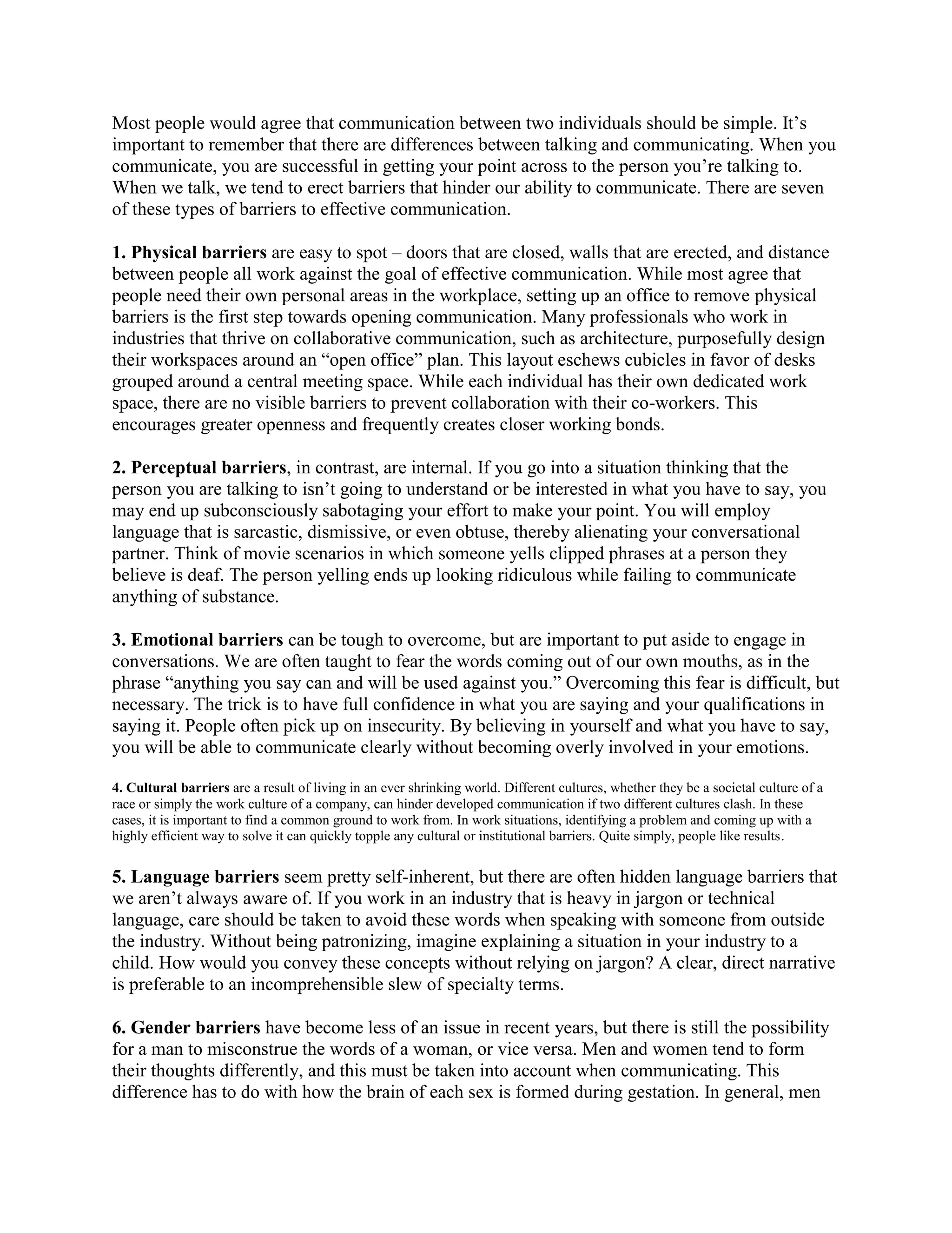 Brriers of communication | DOCX