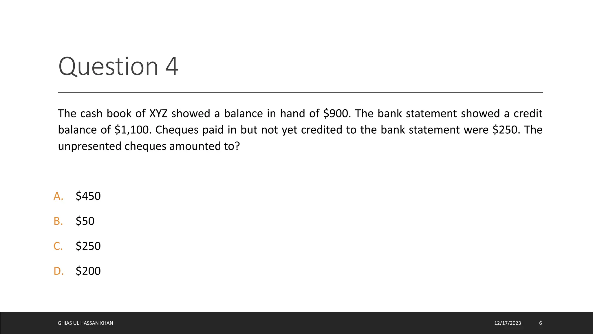 Bank reconciliation statement practice at basic level | PPTX