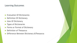 Dictionary and Thesaurus | PPTX