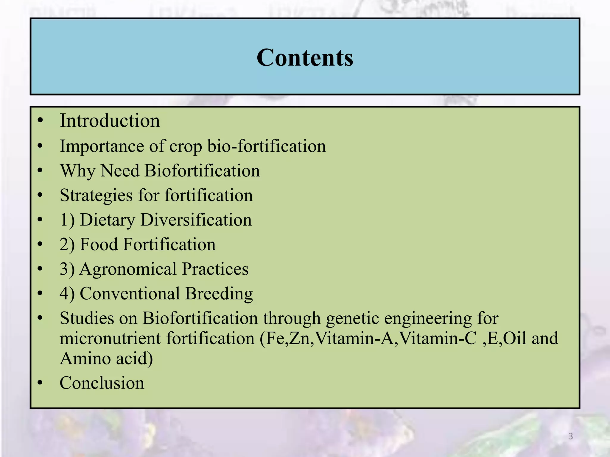 Bio fortification through Genetic Engineering | PPTX