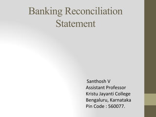 Banking Reconciliation Statement | PDF