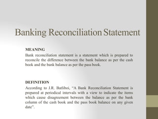 Banking Reconciliation Statement | PDF