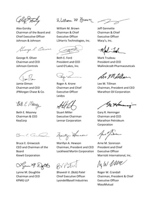 Business Roundtable statement on the purpose of a corporation | PDF