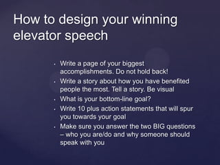 Br the elevator speech | PPT