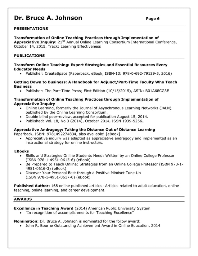 Dr Bruce A Johnson CV | PDF