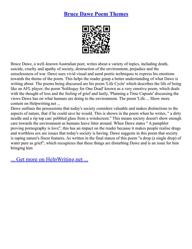 Bruce Dawe Poem Themes | PDF