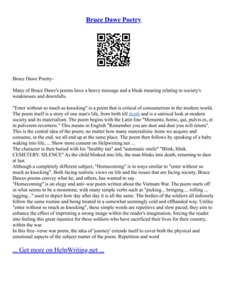 Bruce Dawe Poem Themes | PDF
