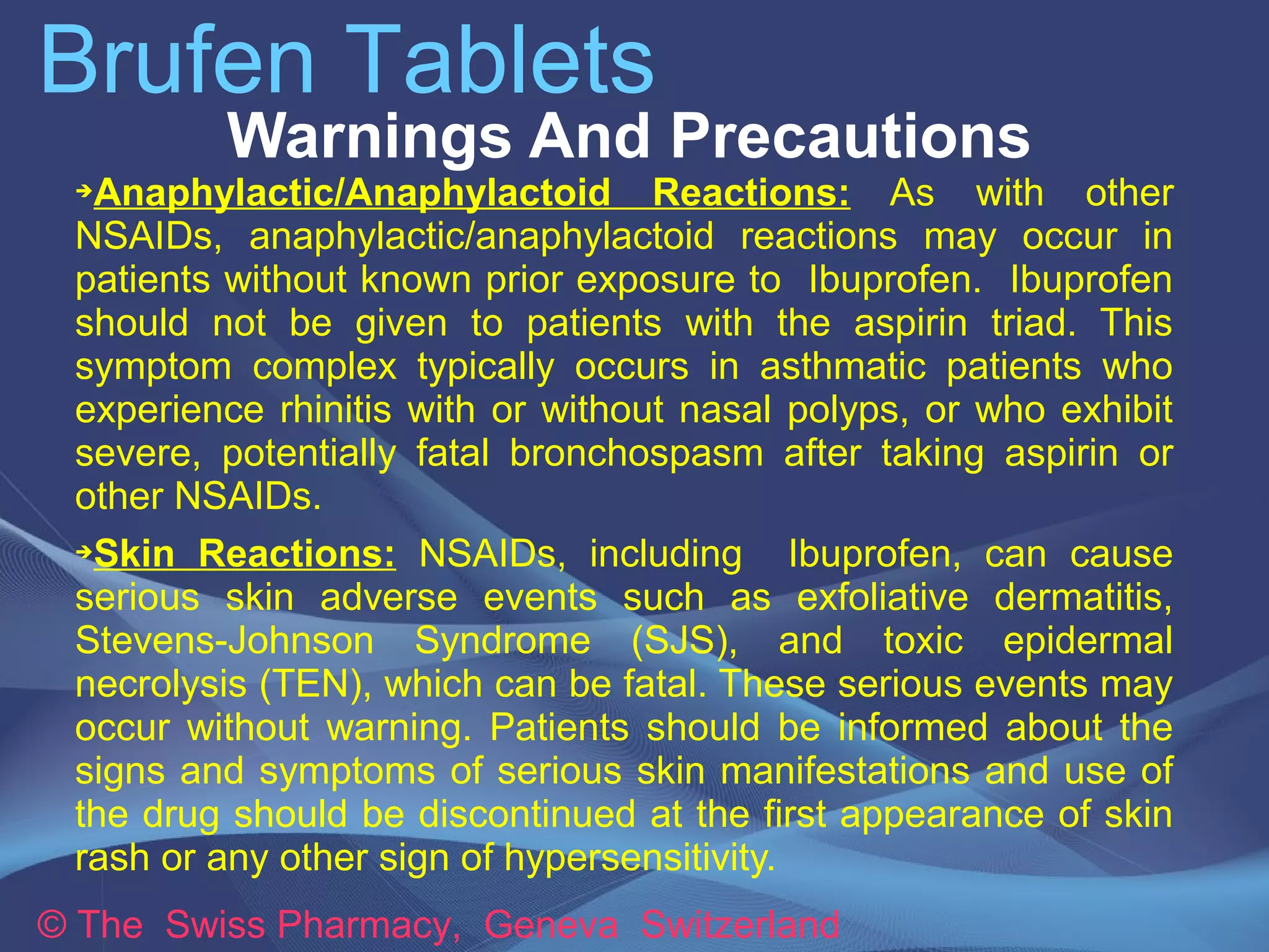 Brufen Tablets for Treatment of Arthritis, Dysmenorrhoea, and Pyrexia | ODP