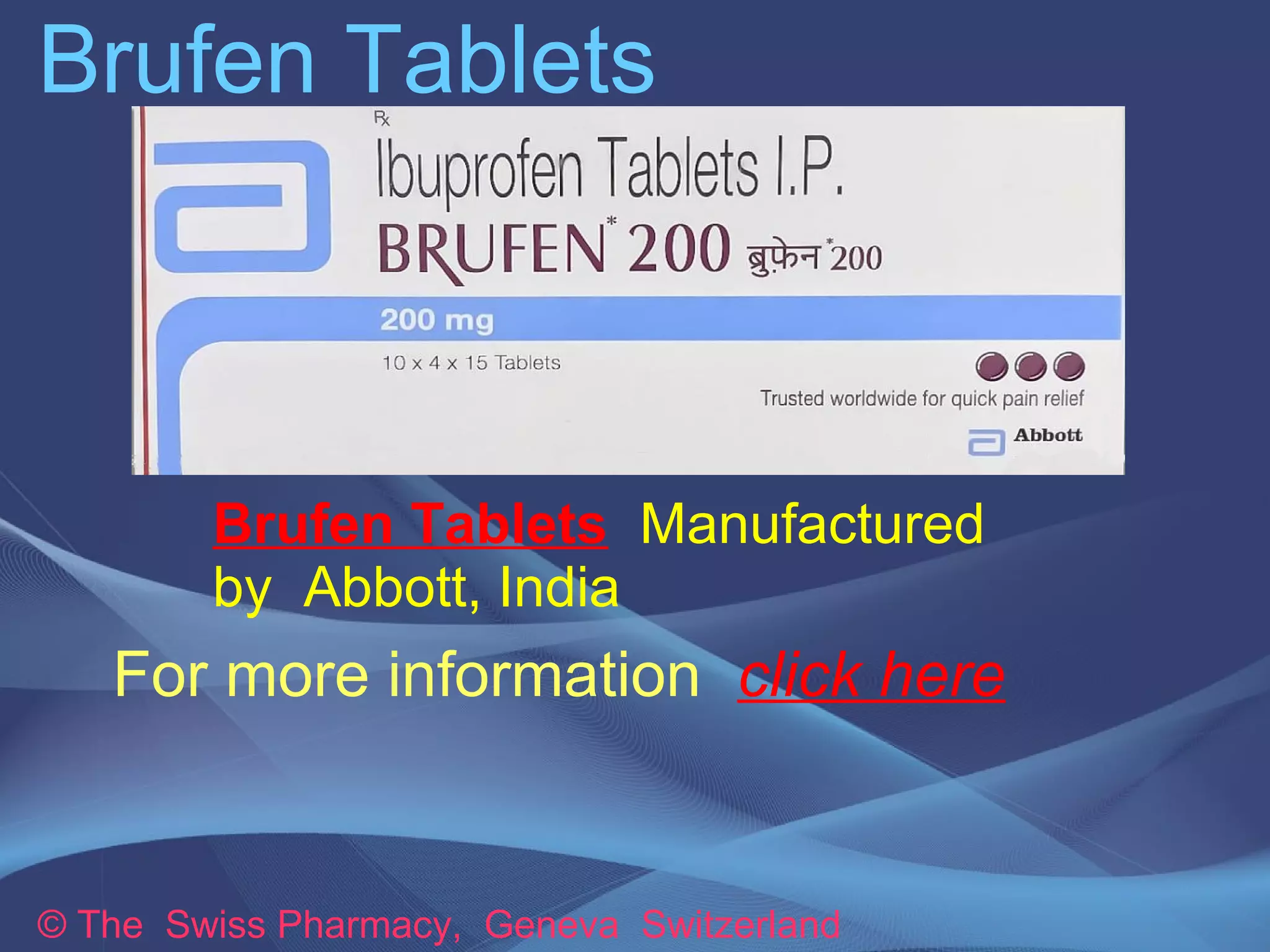 Brufen Tablets for Treatment of Arthritis, Dysmenorrhoea, and Pyrexia | ODP