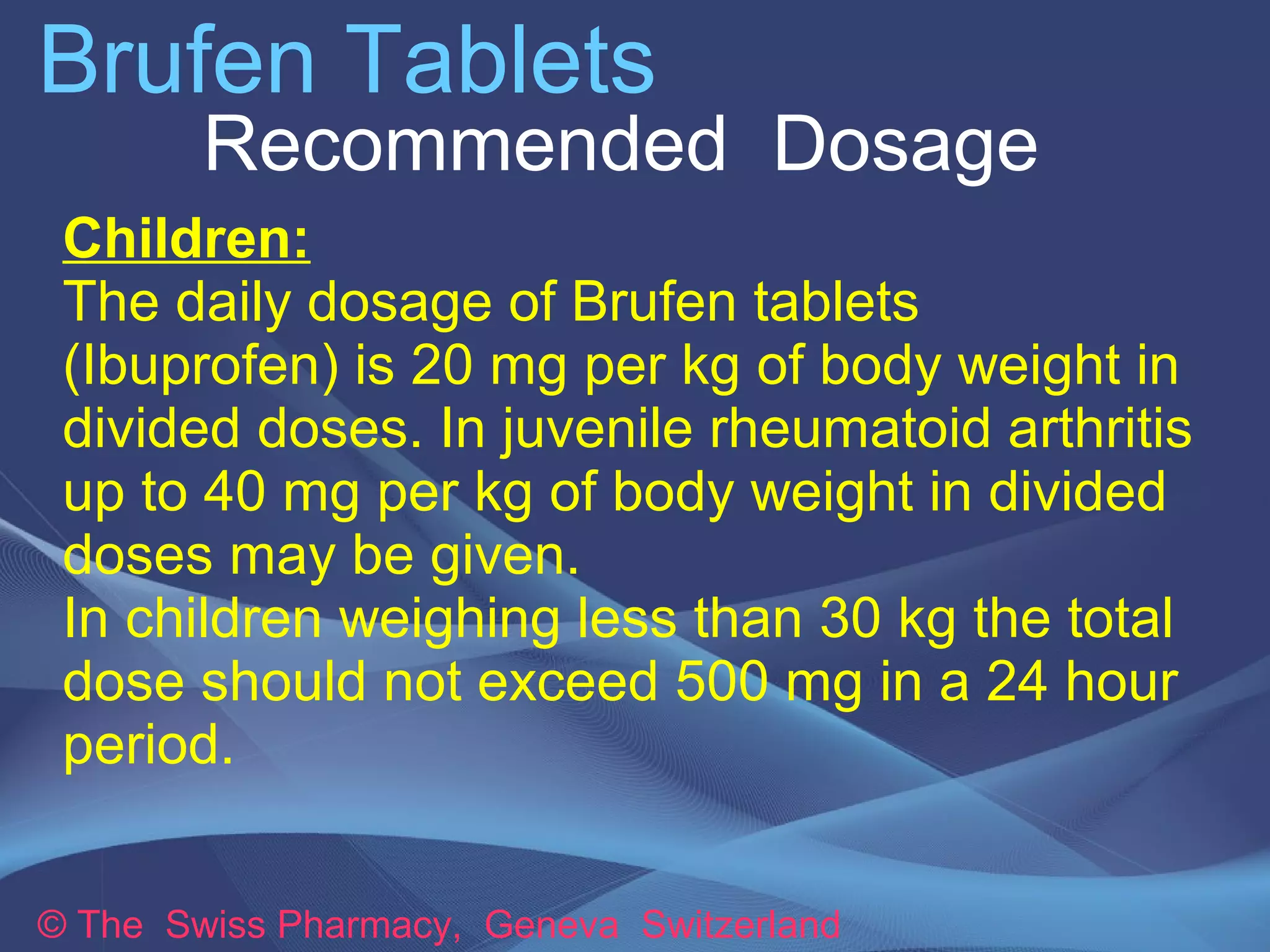 Brufen Tablets for Treatment of Arthritis, Dysmenorrhoea, and Pyrexia | ODP