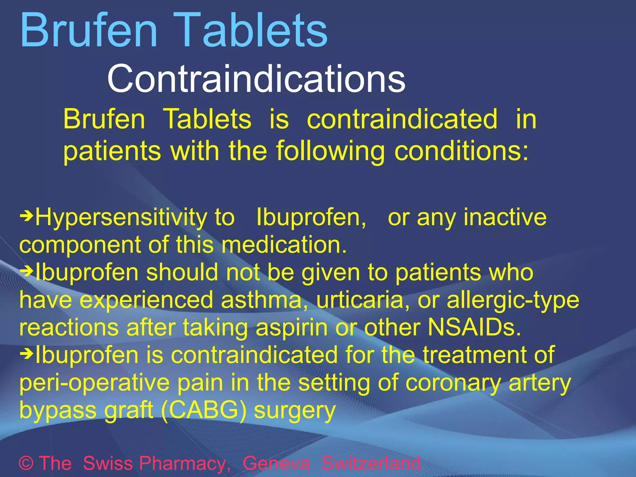 Brufen Tablets for Treatment of Arthritis, Dysmenorrhoea, and Pyrexia | ODP