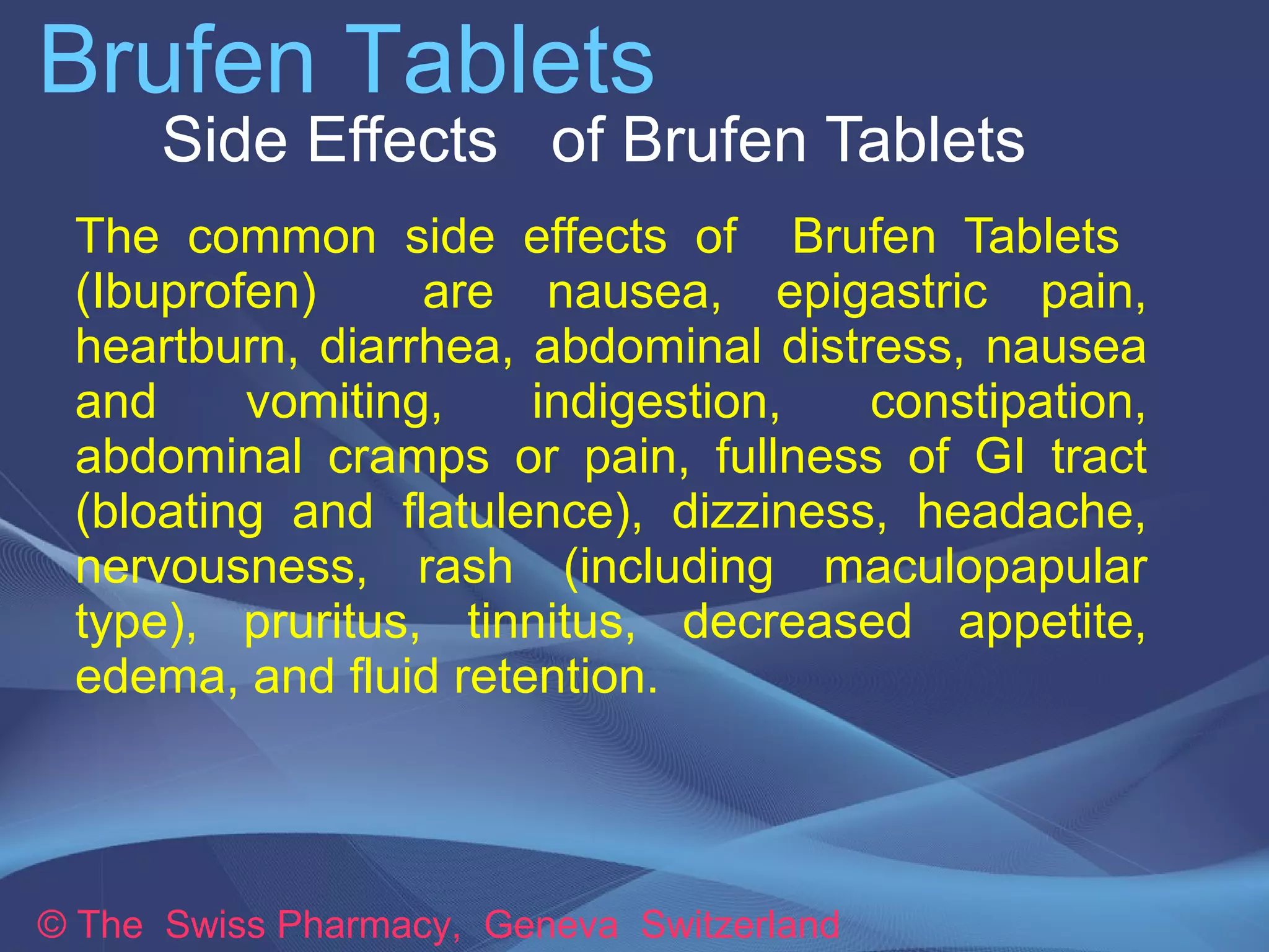 Brufen Tablets for Treatment of Arthritis, Dysmenorrhoea, and Pyrexia | ODP